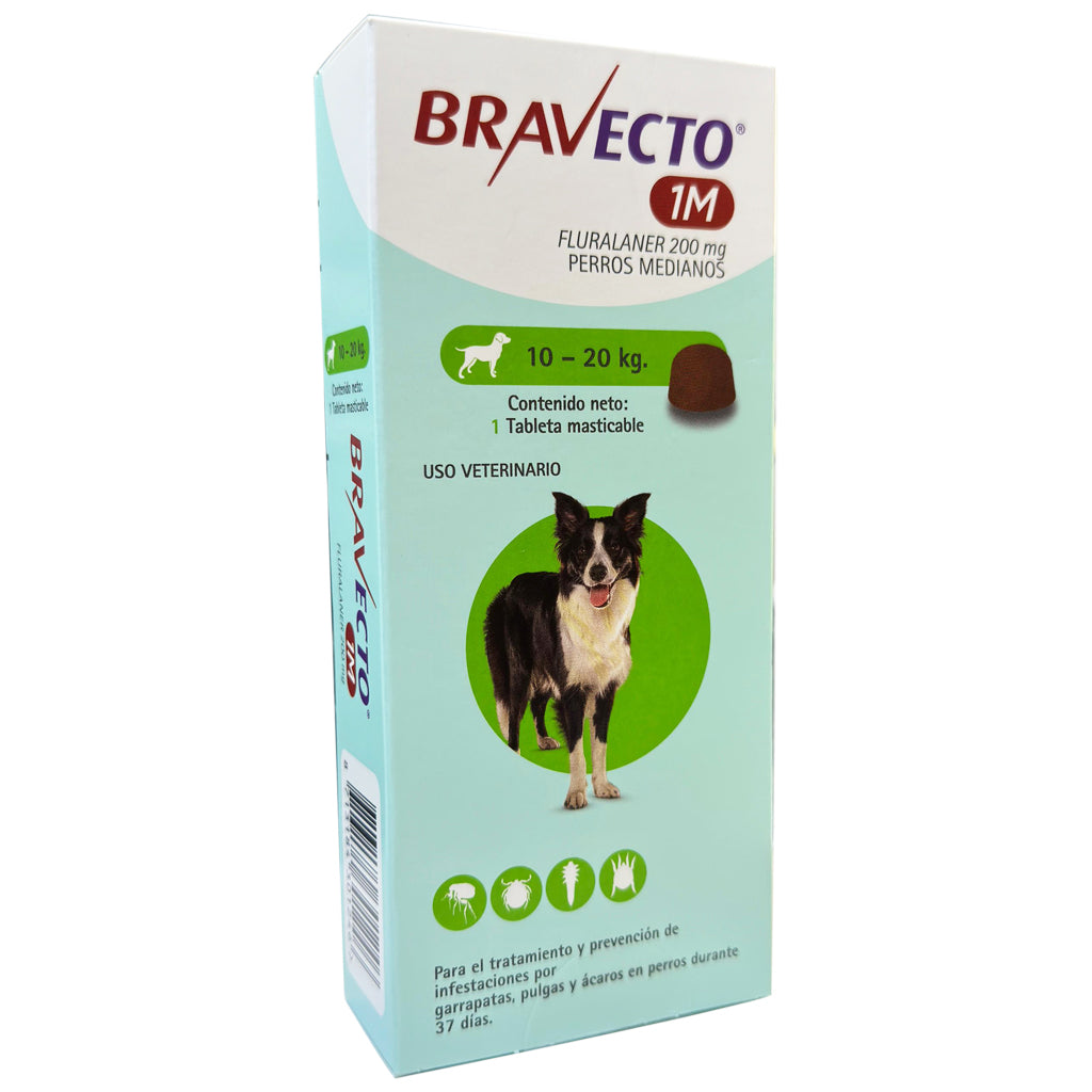 Bravecto 200mg p/perros medianos 1 mes de protección – Chivali Mx
