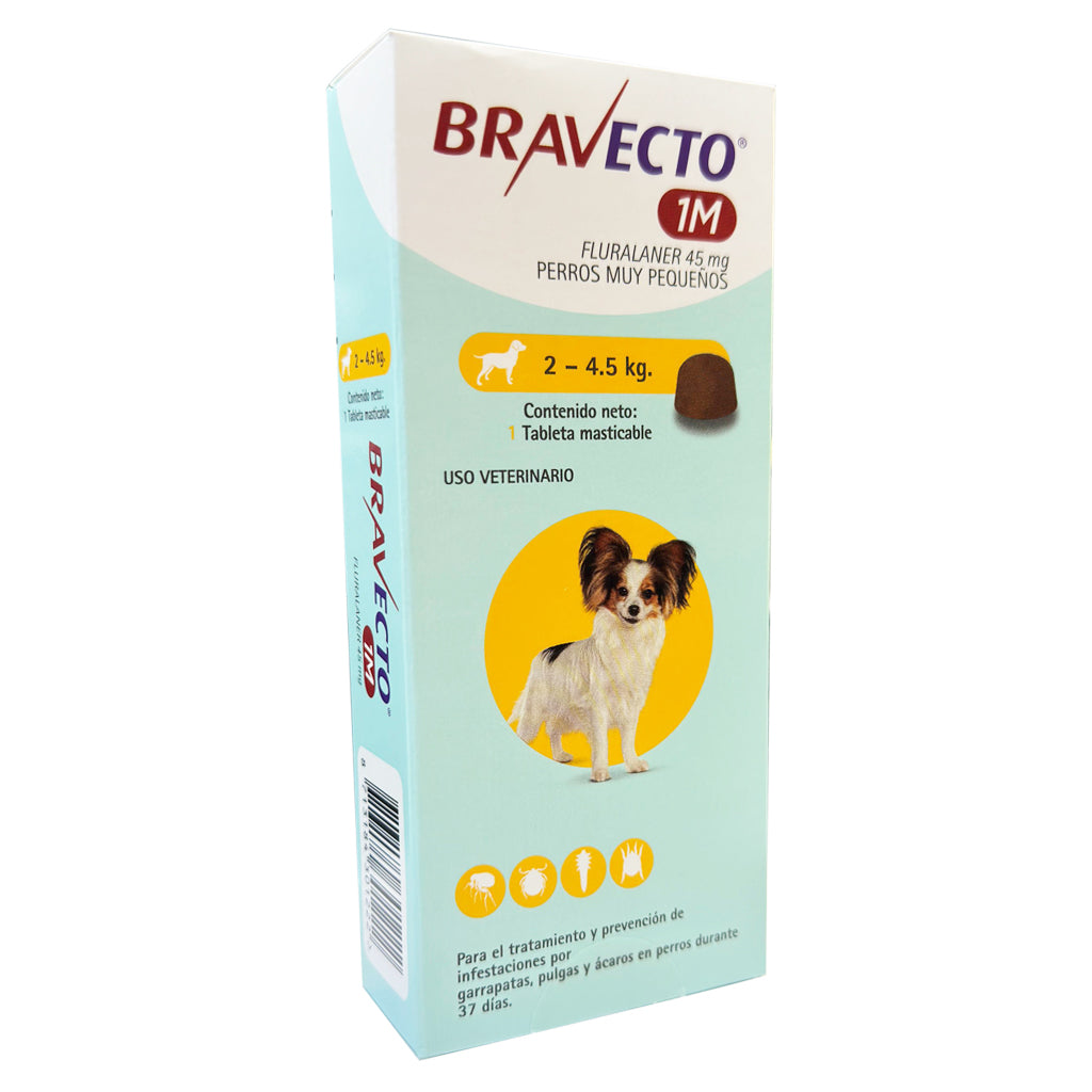 Bravecto 45mg p/perros muy pequeños 1 mes protección – Chivali Mx